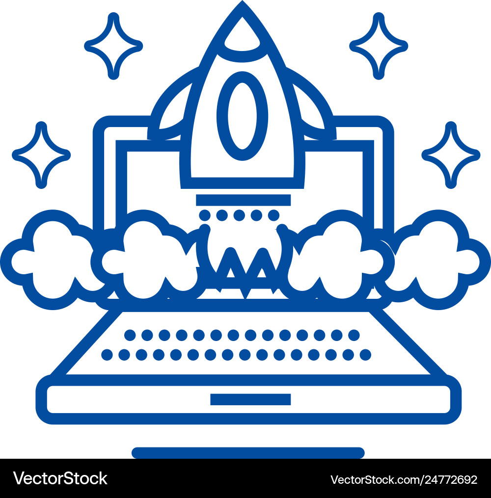 Online business launch line icon concept Vector Image