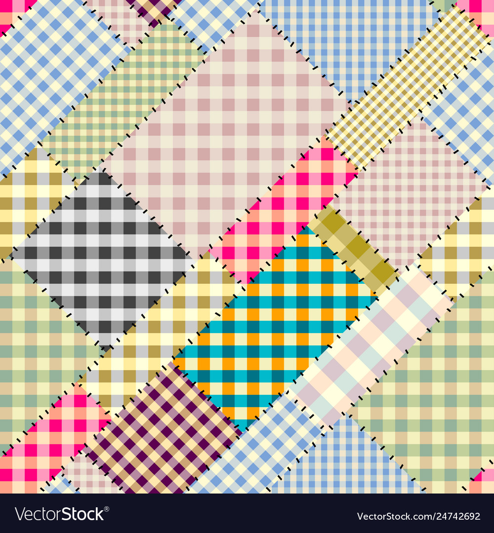 Patchwork textile pattern seamless quilting Vector Image