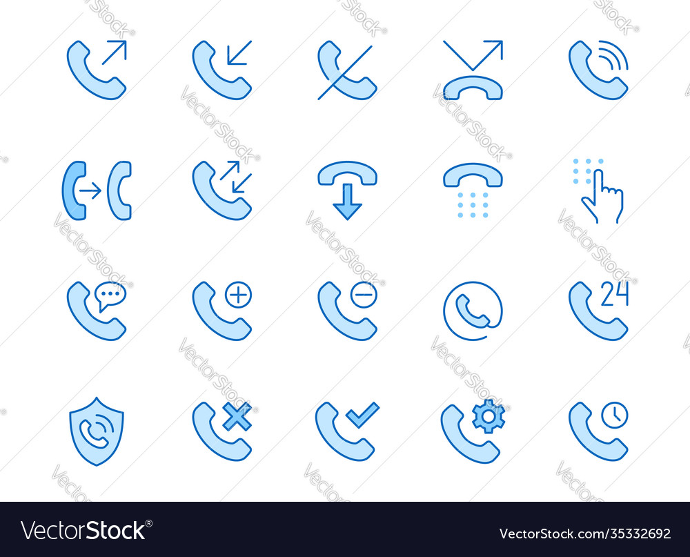 Phone call line icons set answer telephone dial Vector Image Phone call line icons set answer telephone dial Vector Image