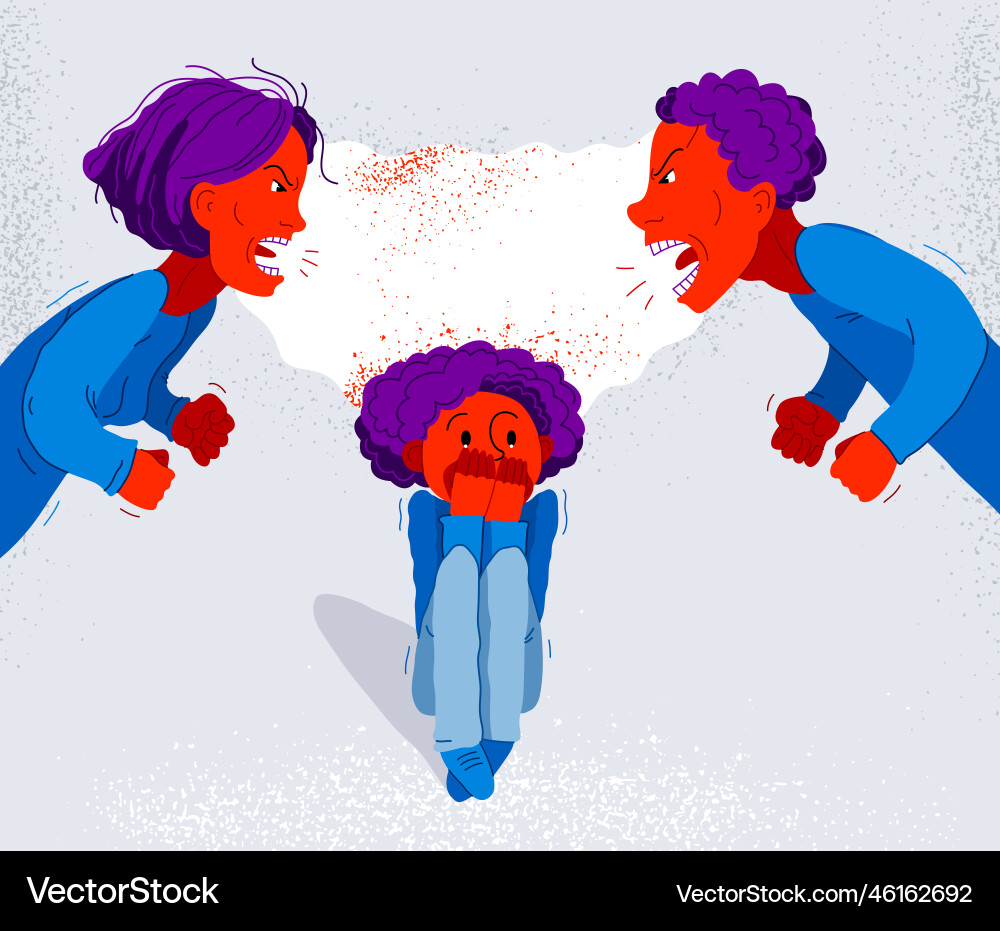 Quarrel between parents make child suffer little Vector Image