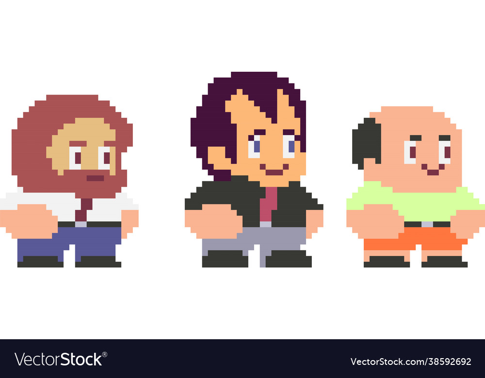 Set funny pixel characters Royalty Free Vector Image Set funny pixel characters Royalty Free Vector Image