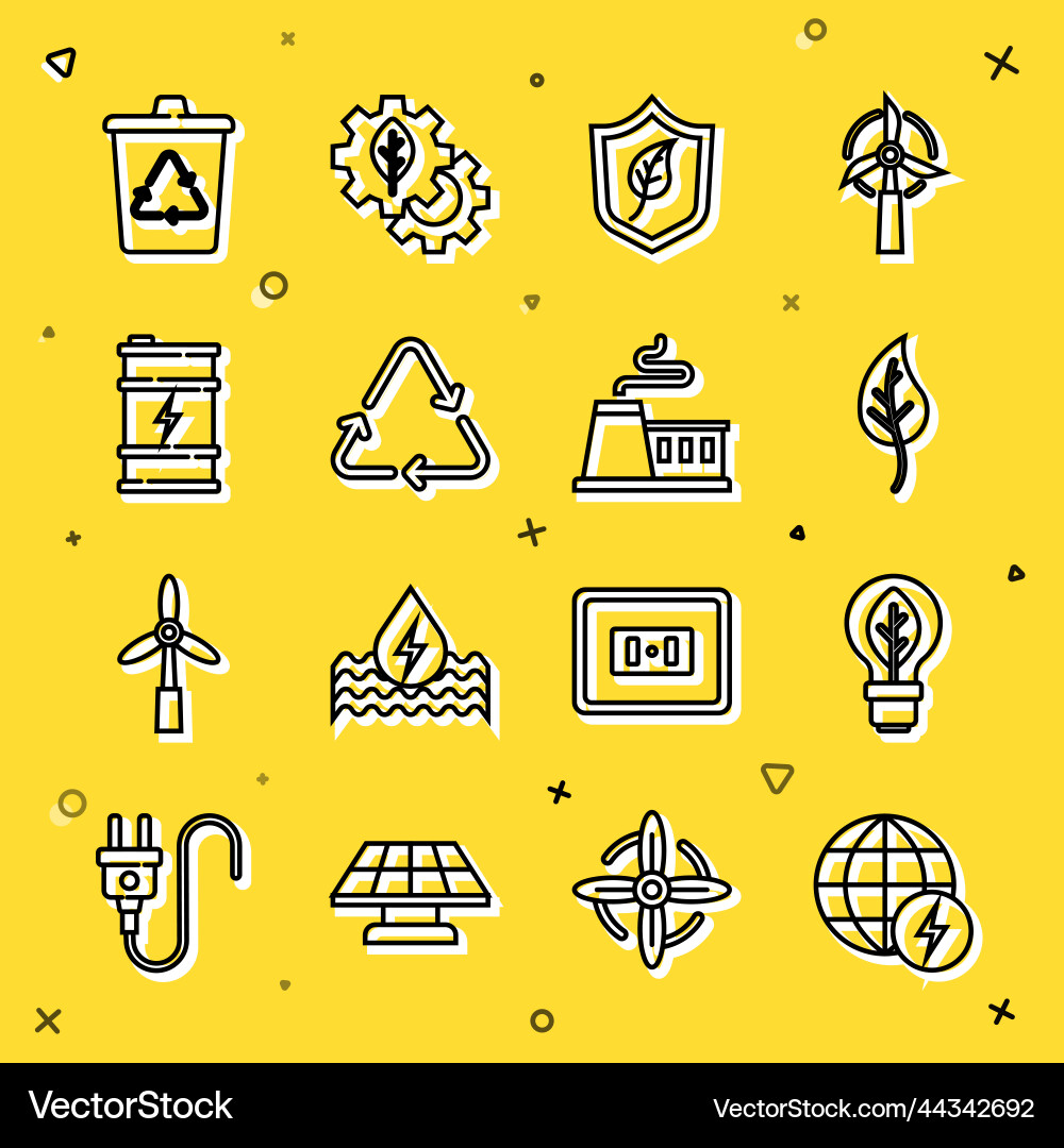 Set line global energy power planet light bulb Vector Image
