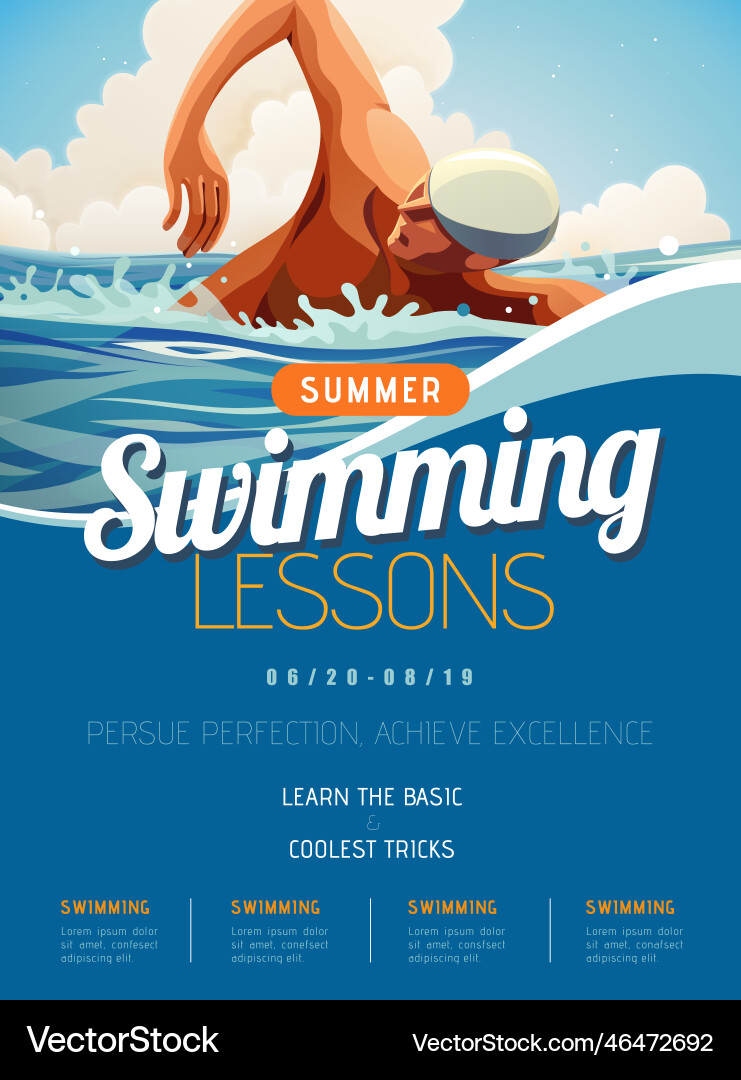 Swimming lesson promotion poster Royalty Free Vector Image
