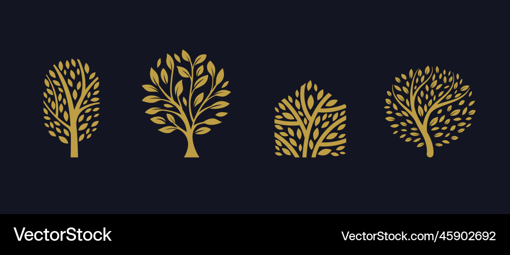 Tree symbols icons design nature trees Royalty Free Vector