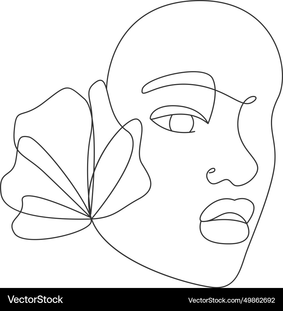 Woman face with flower drawing Royalty Free Vector Image