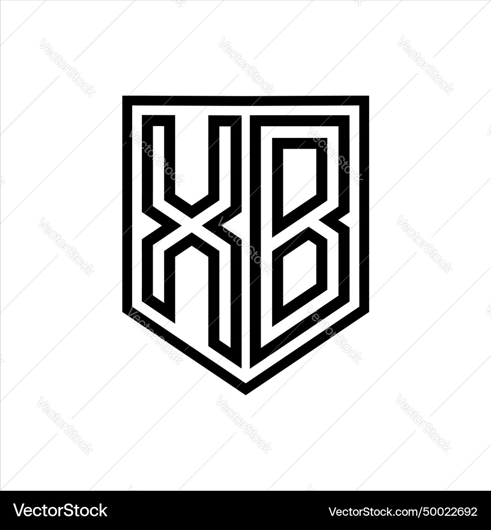 Xb letter logo monogram shield geometric line Vector Image