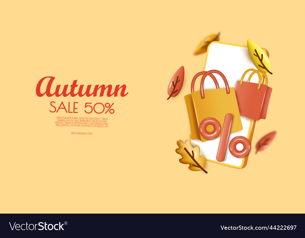 Autumn sale background with percent symbol orange Vector Image