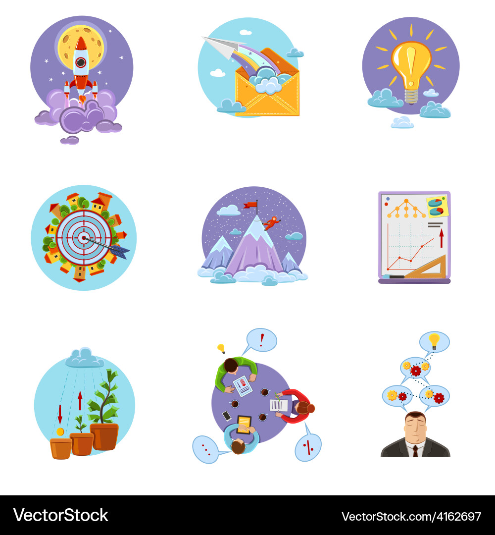 Business startup set Royalty Free Vector Image