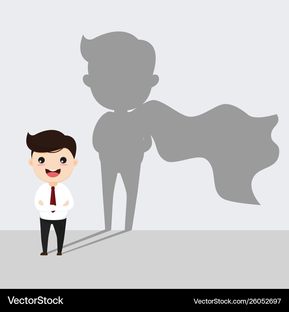 Businessman with shadow superhero Royalty Free Vector Image