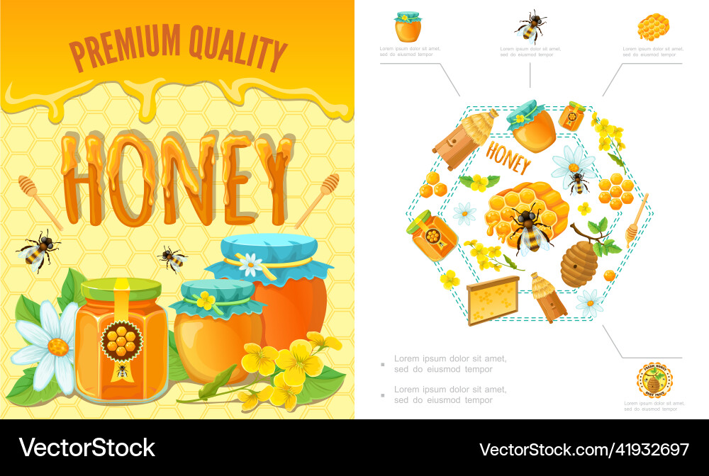 Cartoon beekeeping colorful concept Royalty Free Vector