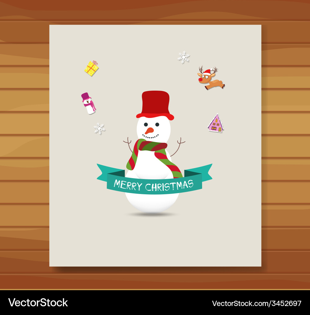 Christmas card with snowman Royalty Free Vector Image