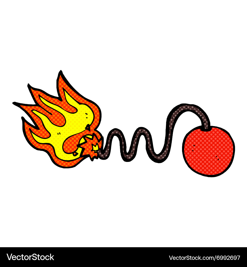 Comic cartoon bomb with burning fuse Royalty Free Vector
