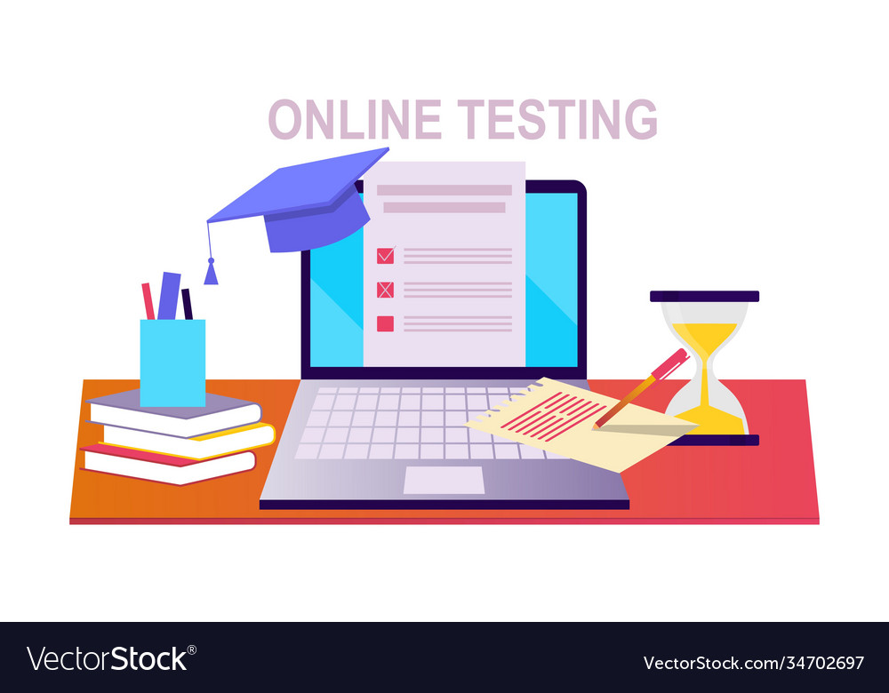 Flat design online testing Royalty Free Vector Image