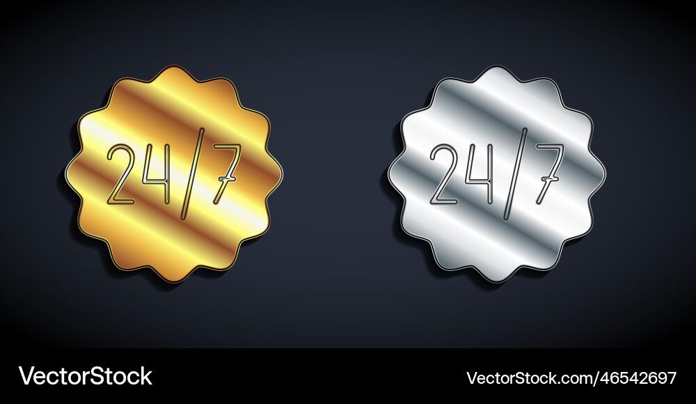 Gold and silver clock 24 hours icon isolated Vector Image