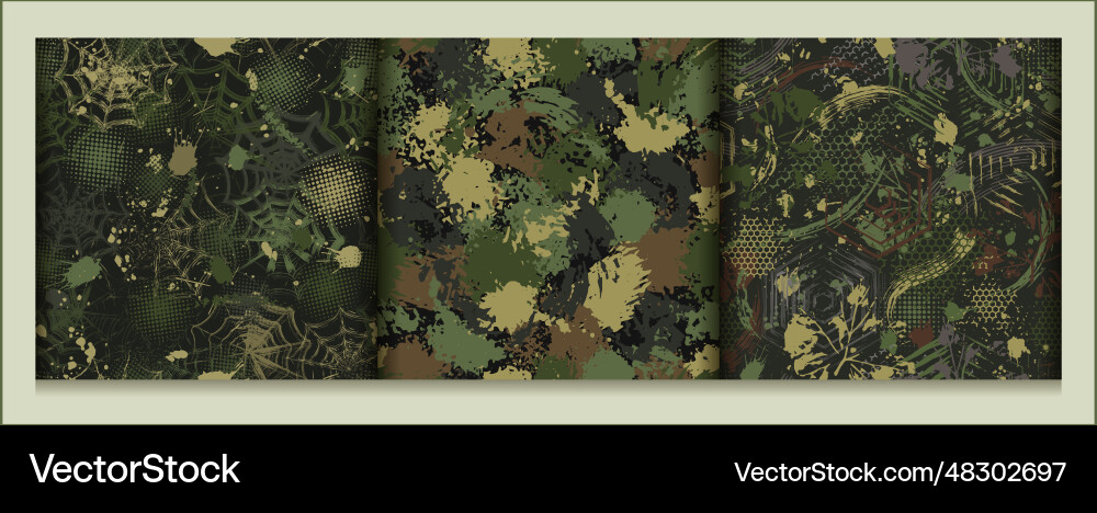 Green camo abstract patterns with smudge paint Vector Image