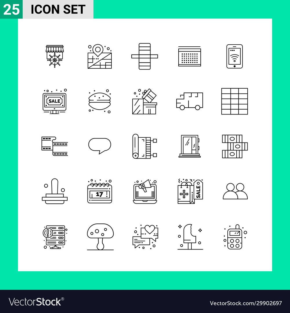 Pack 25 line style icon set outline symbols Vector Image