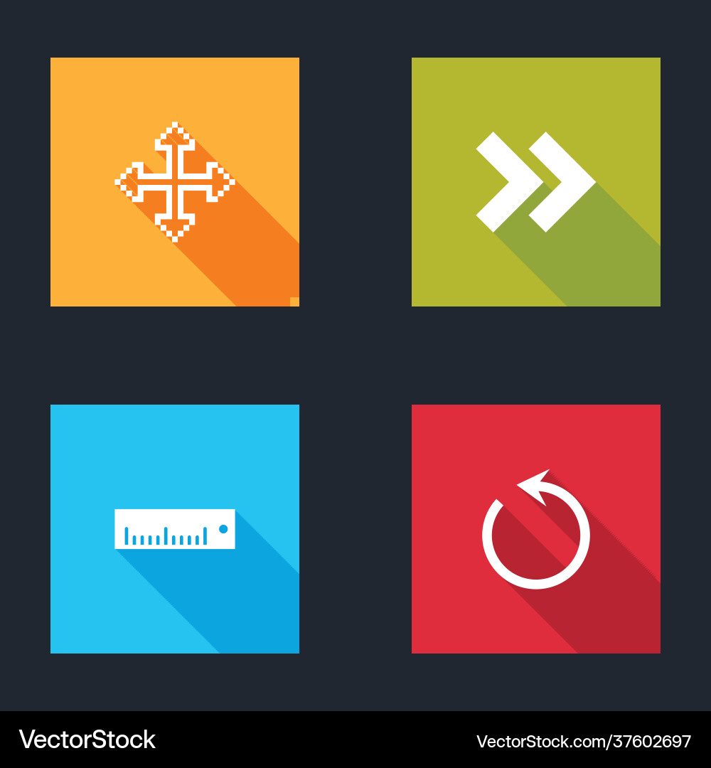 Set pixel arrows in four directions arrow ruler Vector Image