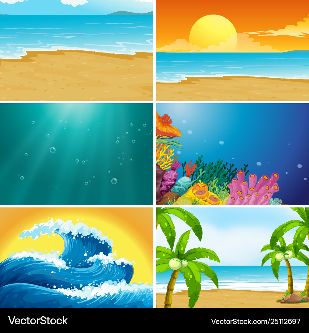 Set summer beach landscape Royalty Free Vector Image