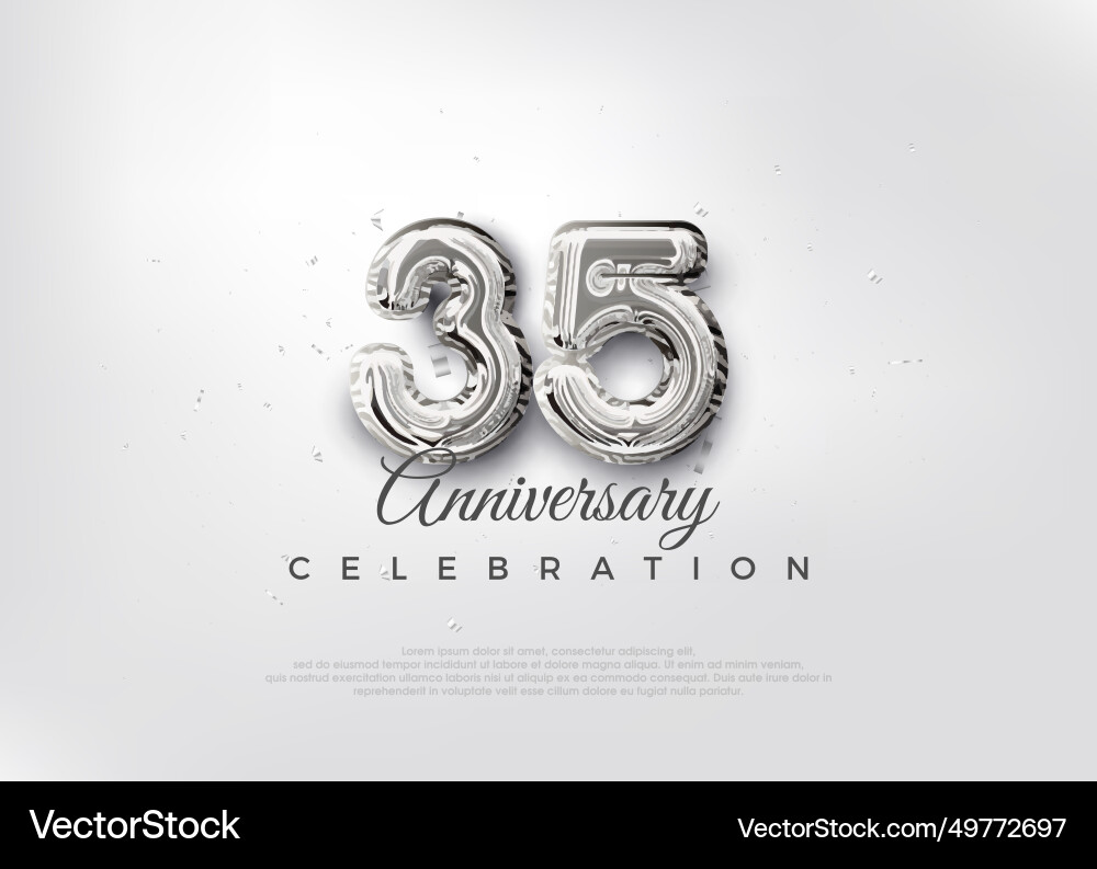Silver balloon number premium 35th anniversary Vector Image