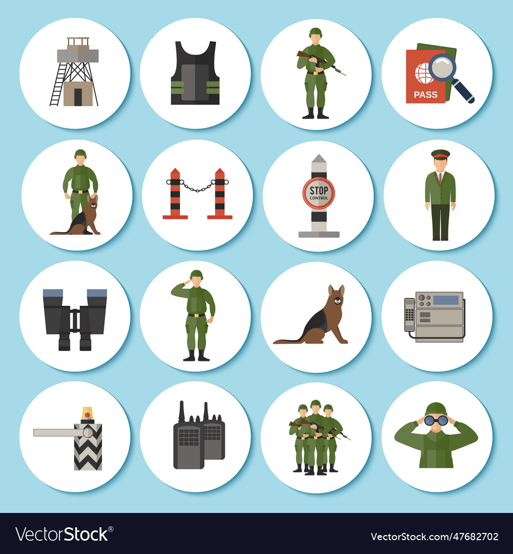 Border guard icon flat Royalty Free Vector Image