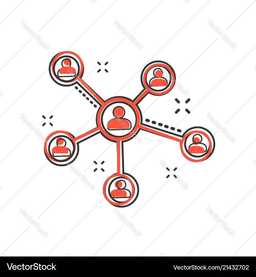 Cartoon social network icon in comic style people Vector Image