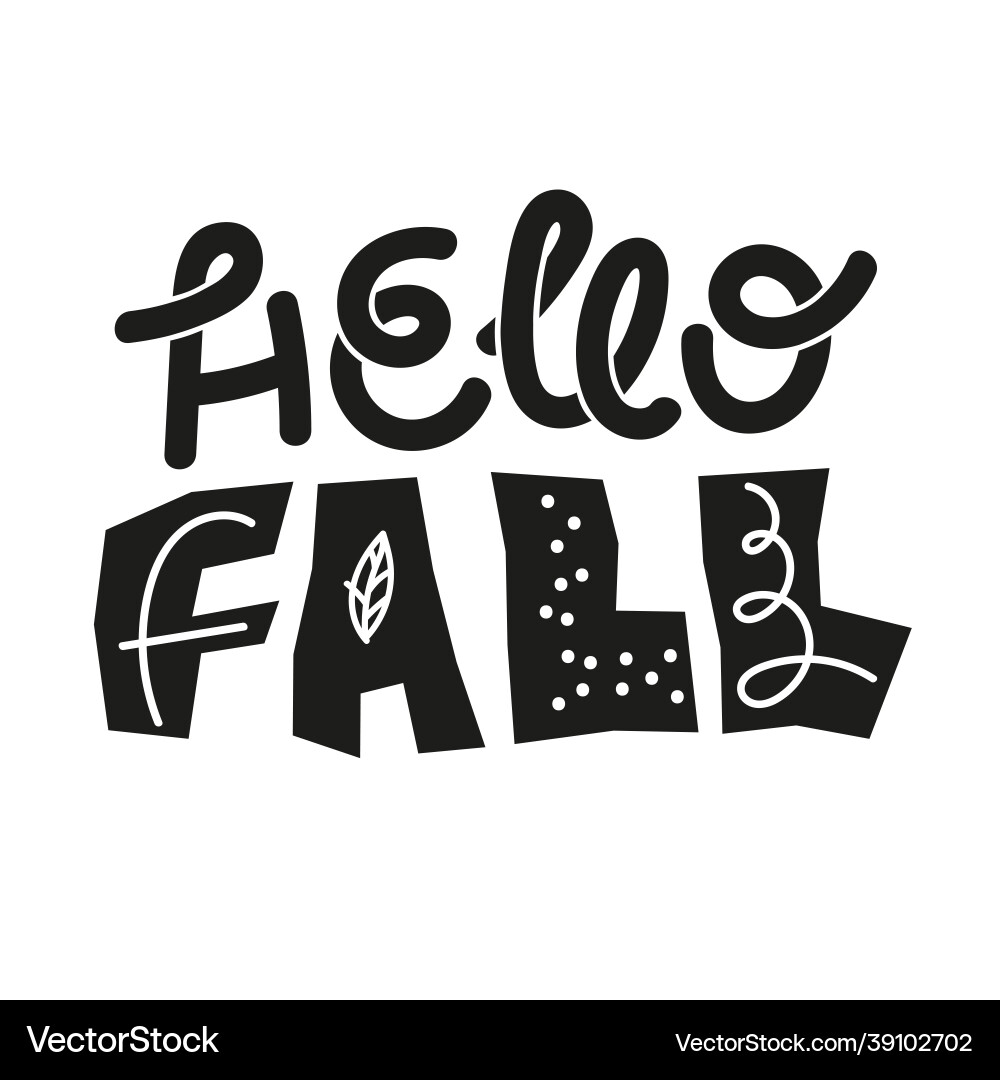 Fall lettering decorative autumn poster in black Vector Image