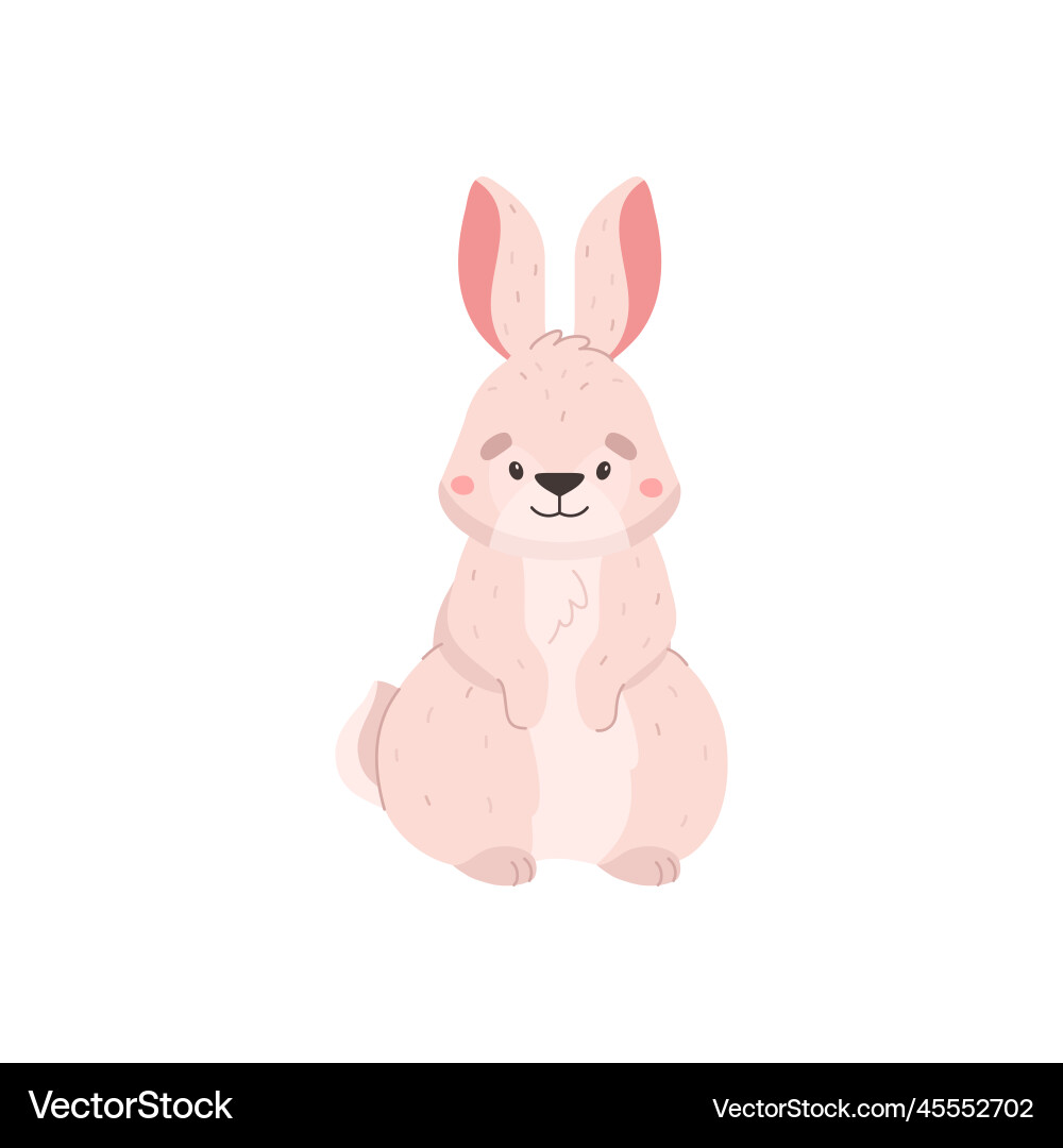 Funny furry rabbit or hare flat cartoon Royalty Free Vector