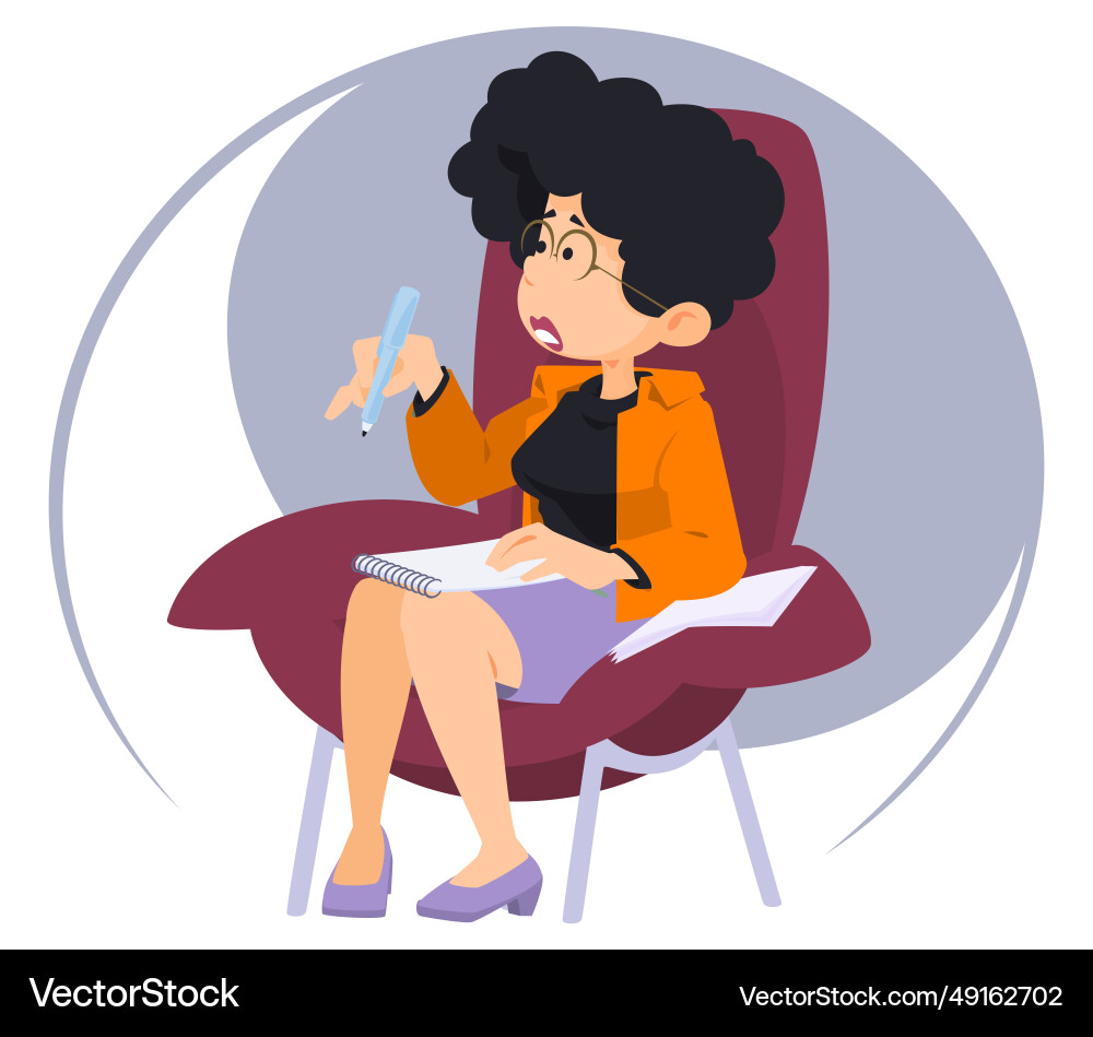 Girl writing in journal or diary for internet Vector Image