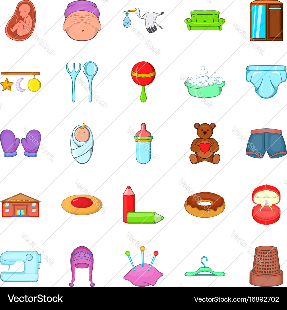 Kin icons set cartoon style Royalty Free Vector Image
