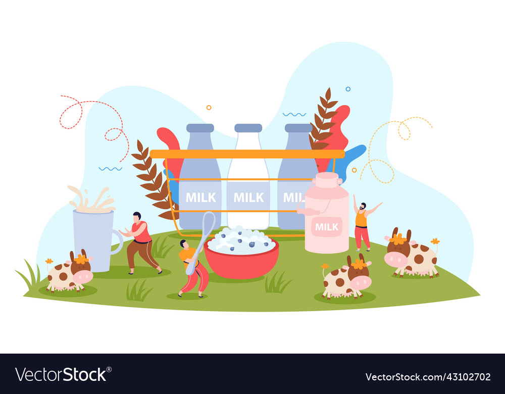 Milk usage flat composition Royalty Free Vector Image