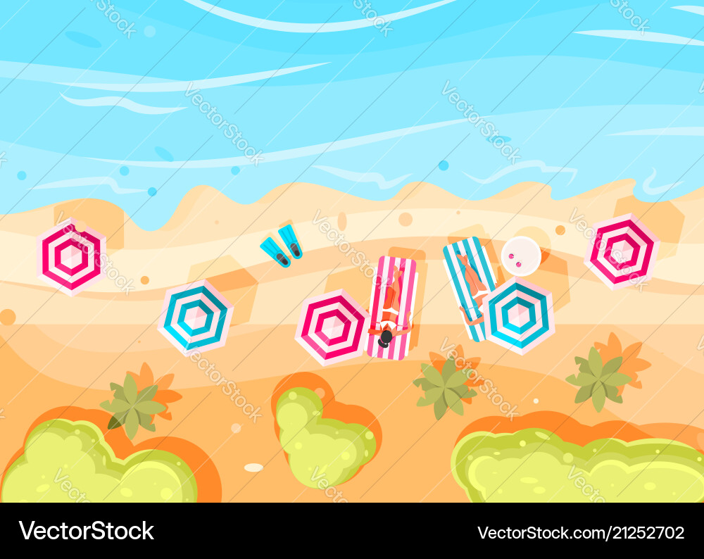 People swim and sunbathe Royalty Free Vector Image