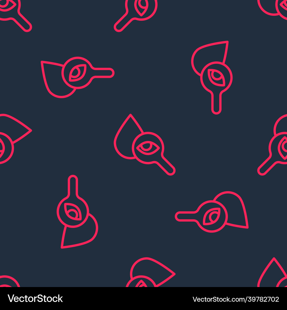 Red line drop and magnifying glass icon isolated Vector Image