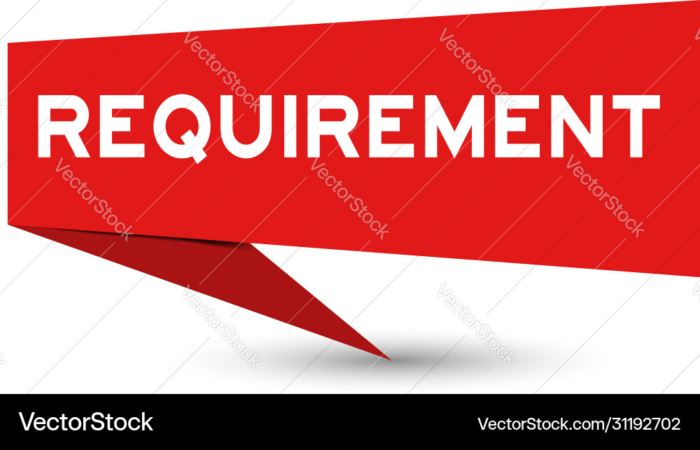 Red paper speech banner with word requirement Vector Image