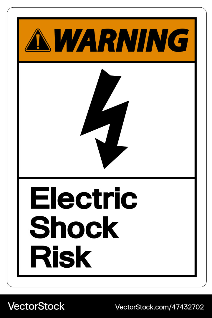 Warning electric shock risk symbol sign on white Vector Image