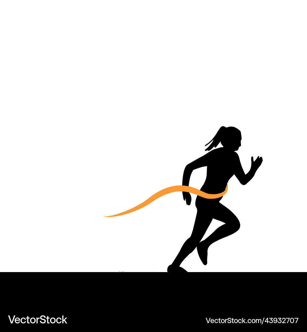 Black silhouette marathon run event finisher logo Vector Image