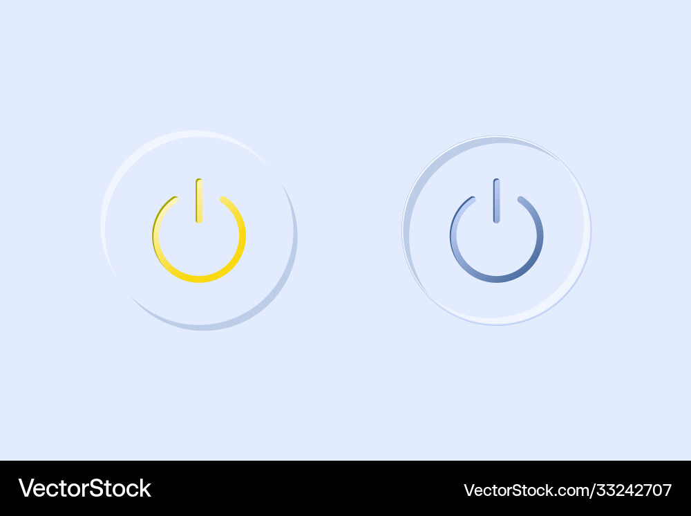 Blue and yellow on - off icons set Royalty Free Vector Image