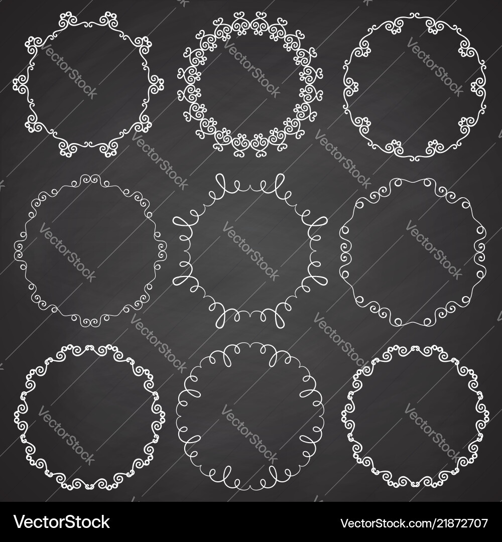 Collection of ornamental frames hand drawn circle Vector Image