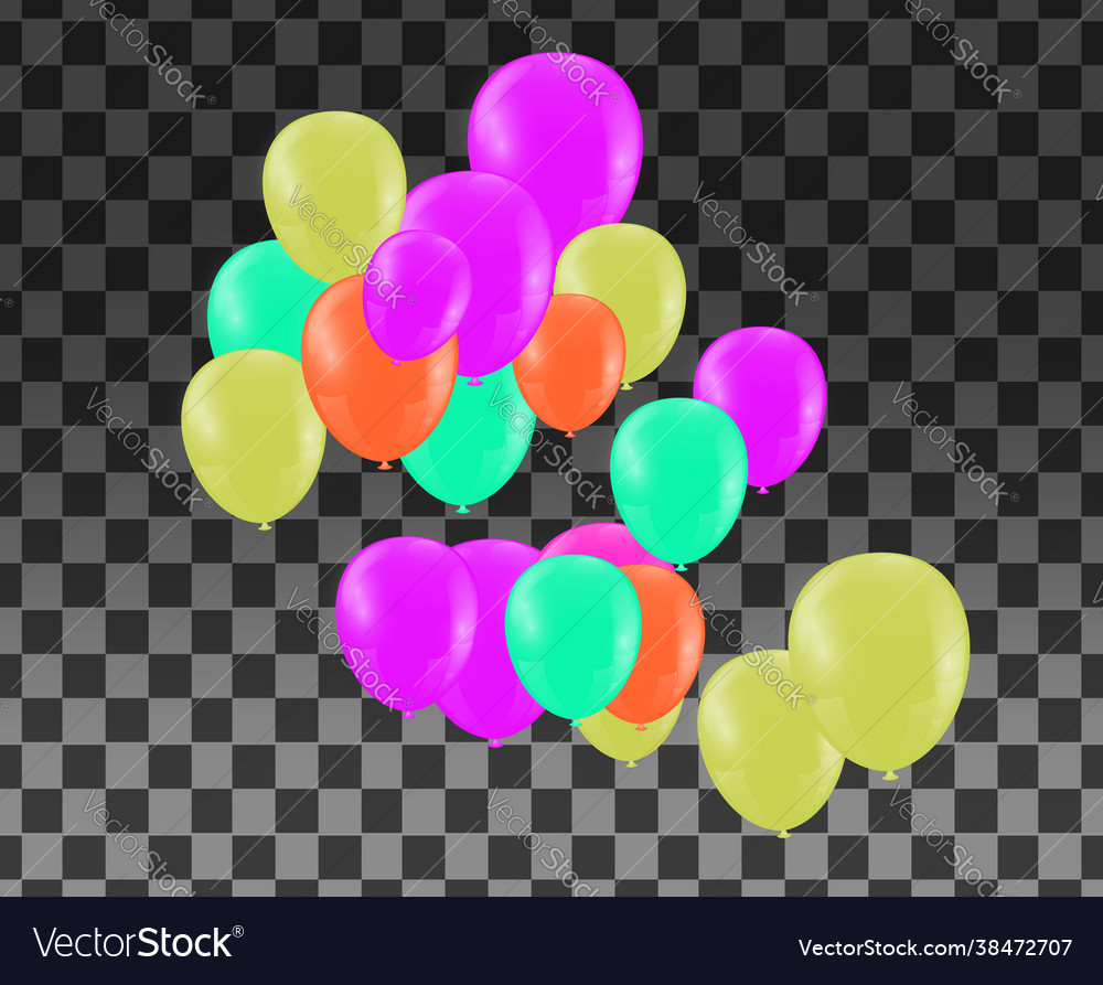 Colored and transparent balloons on checked Vector Image