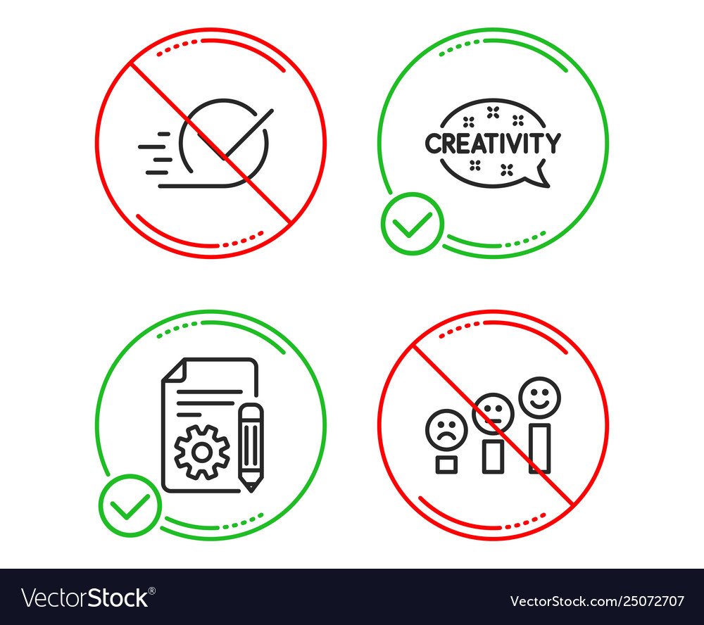Creativity documentation and checkbox icons set Vector Image