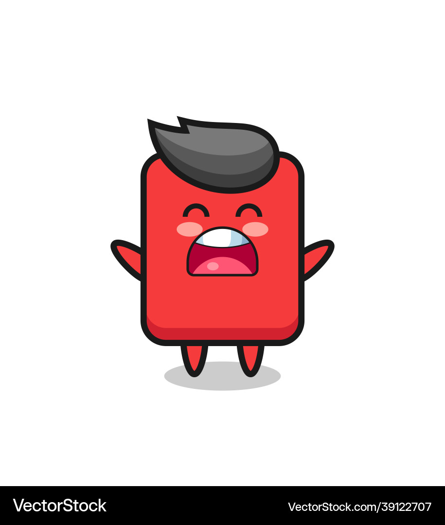 Cute red card mascot with a yawn expression Vector Image