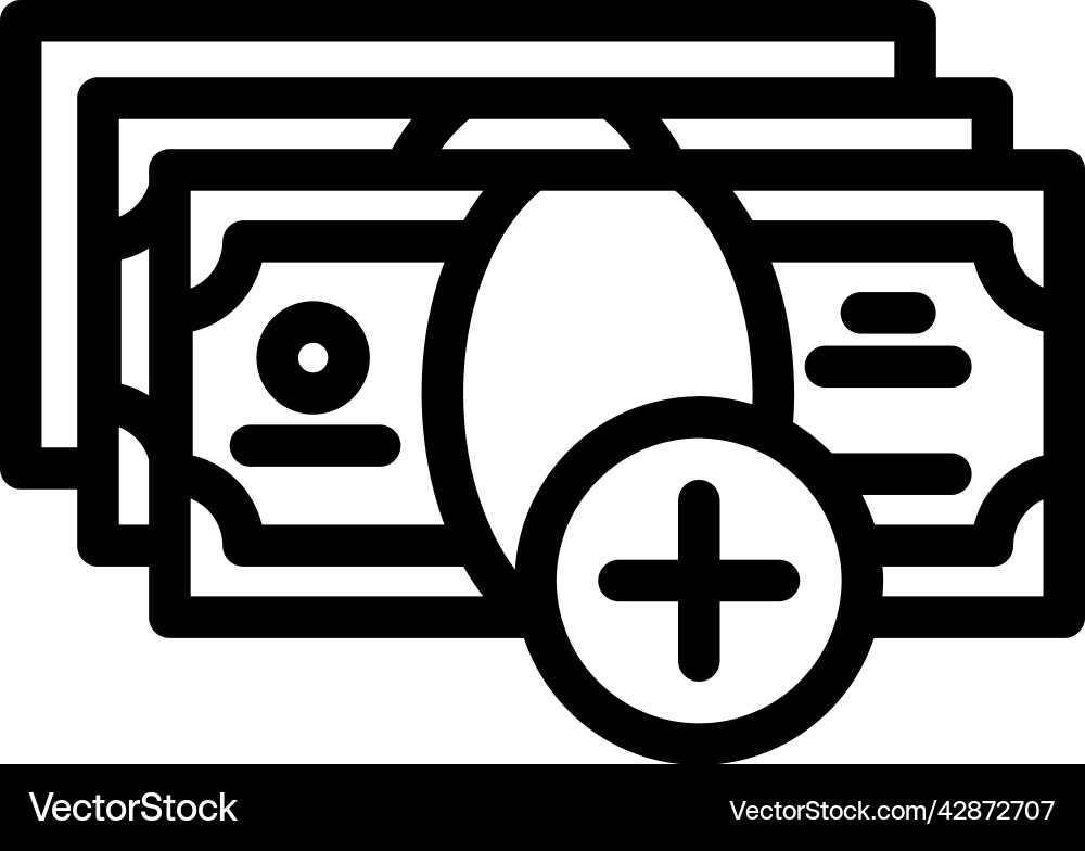 Debit on bank account line icon Royalty Free Vector Image
