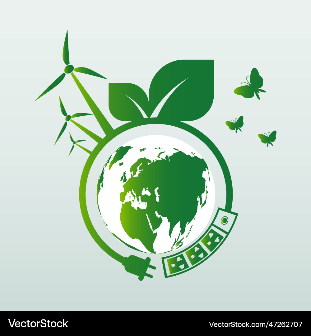 Energy ideas save the world concept power plug Vector Image