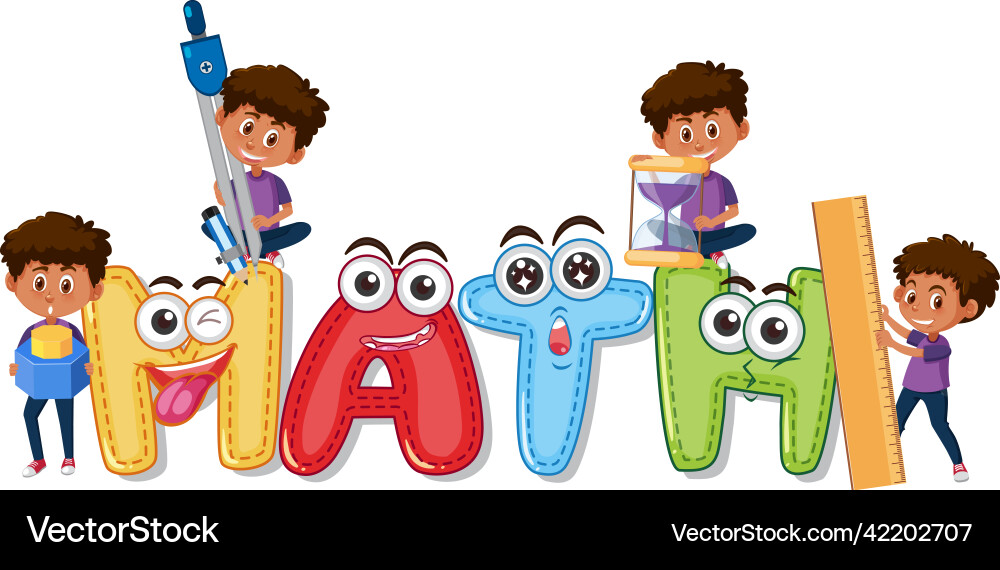 Font design for math and happy children Royalty Free Vector