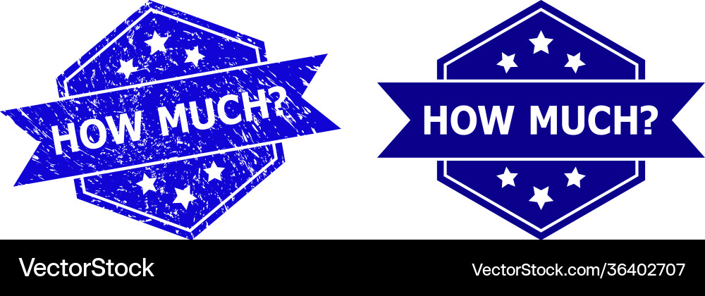 Hexagonal how much question seal with grunge Vector Image