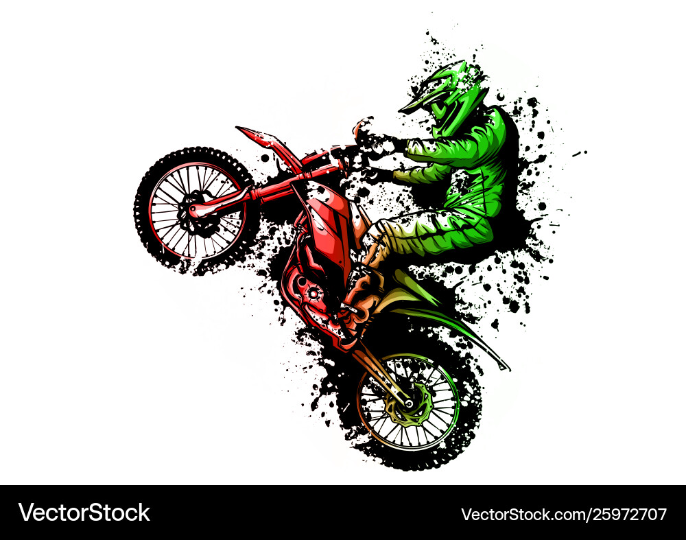 Motocross rider ride bike Royalty Free Vector Image