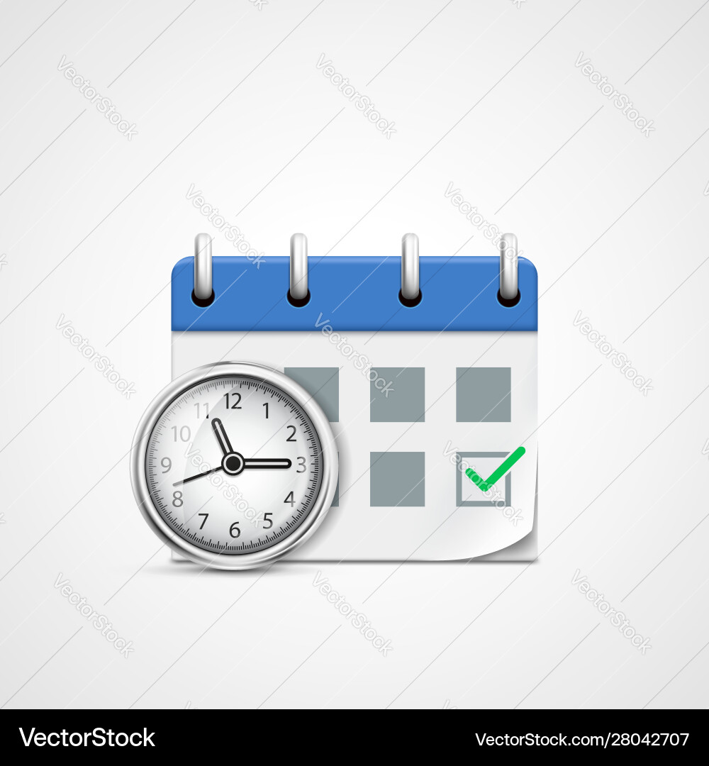 Office calendar icon with a clock business concept