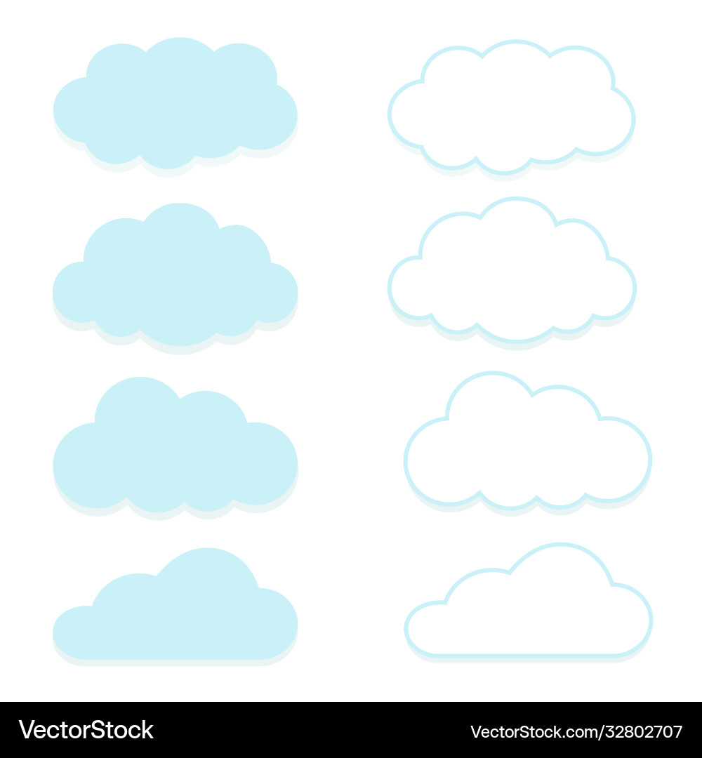 Set cloud signs symbols for weather forecast Vector Image