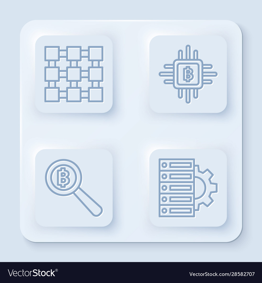 Set line blockchain technology cpu mining farm Vector Image
