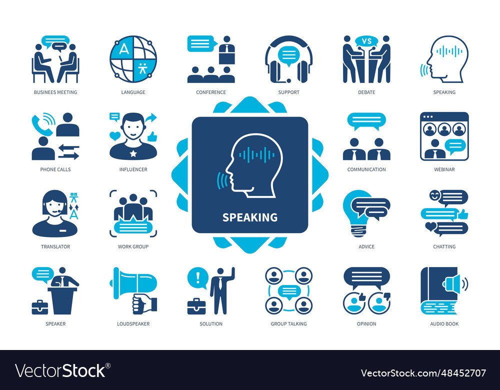 Speaking solid icon set Royalty Free Vector Image