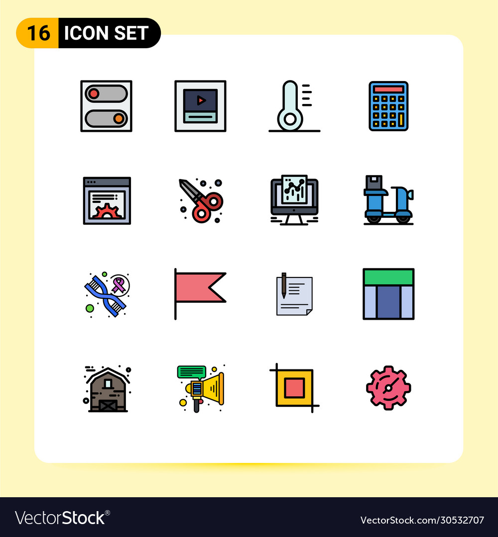 Stock icon pack 16 line signs and symbols for Vector Image